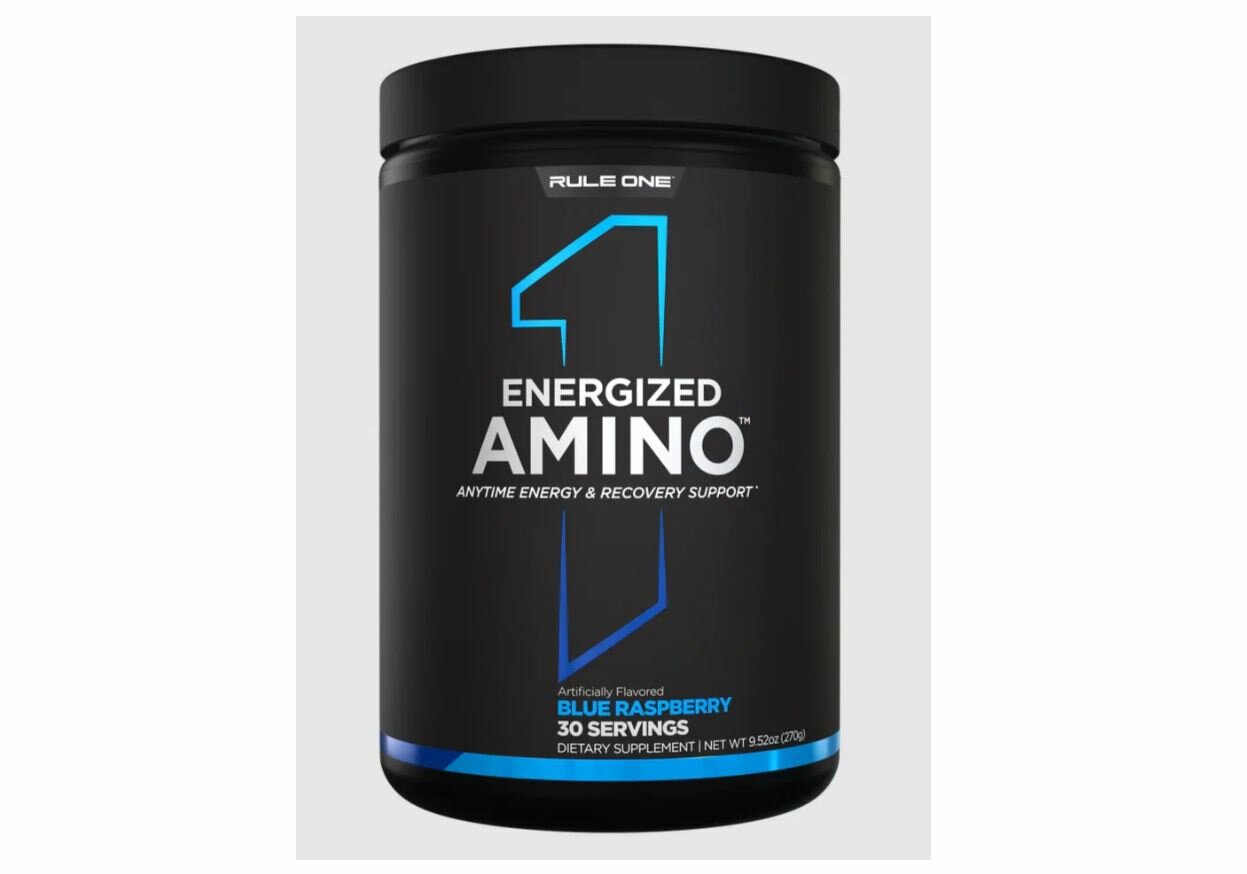 Rule One ESSENTIAL AMINO 9 + ENERGY, Аминокислоты, 30 порций (Голубая малина)