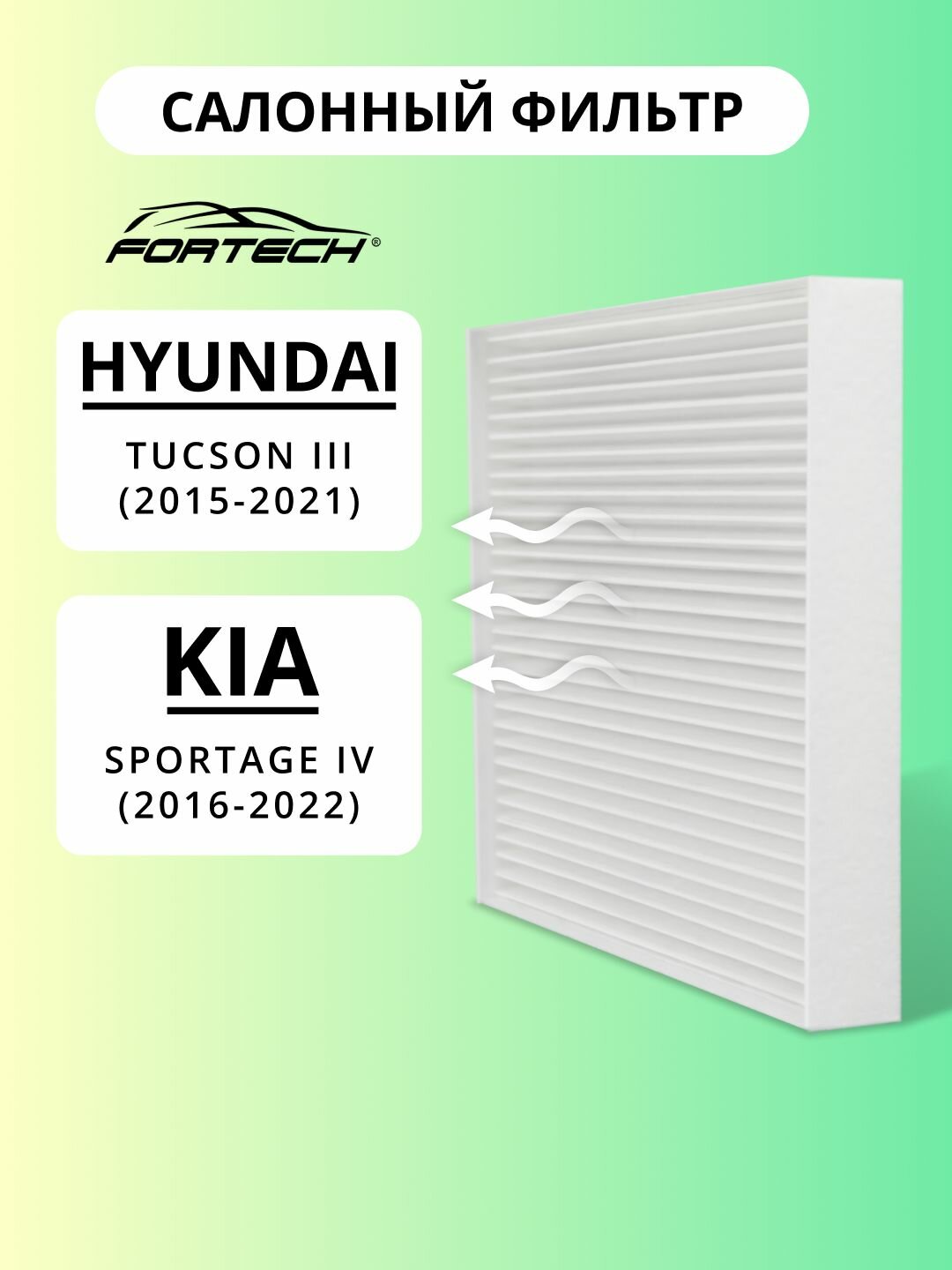 Фильтр салонный HYUNDAI Tucson III, KIA Sportage IV FORTECH FS-145