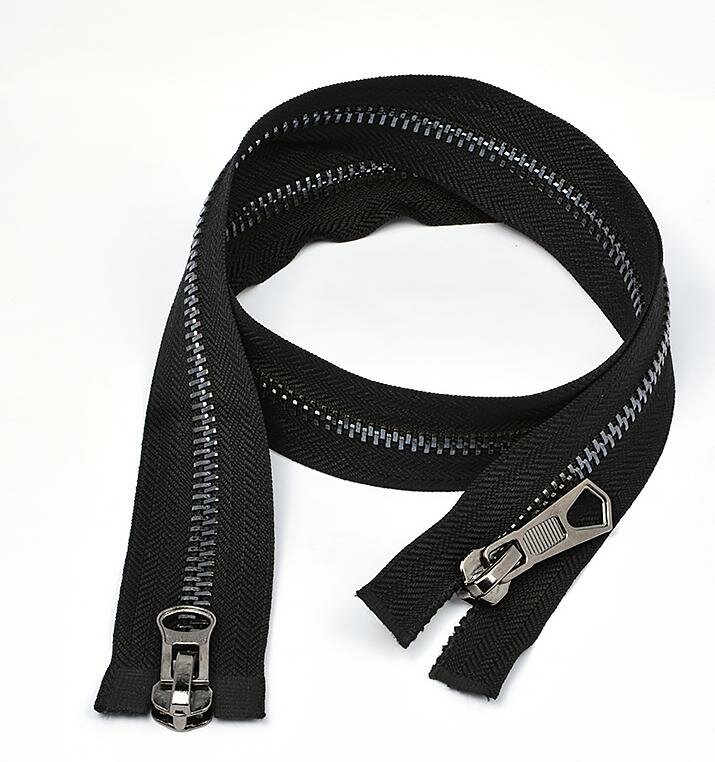 Молния MaxZipper металл, черный никель, шлифованное звено, 2 замка, 110 см, цвет F322, черный, упаковка 10 штук