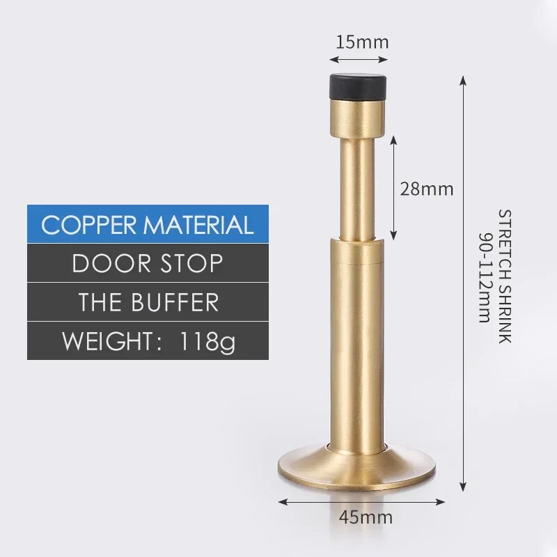 Дверной ограничитель медный Copper-Gold, регулируемый, 118g