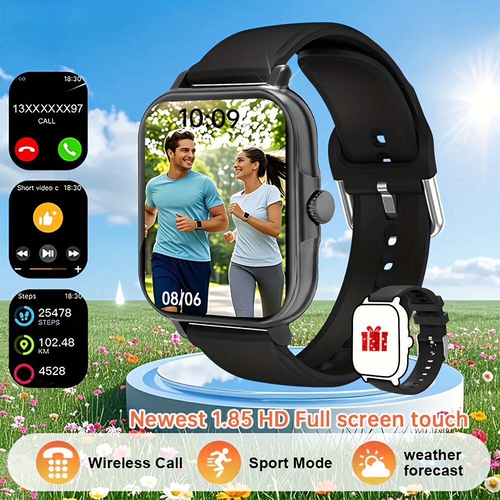 Smart Watch 2026 Bluetooth Calling 1.85 Inch Display Black