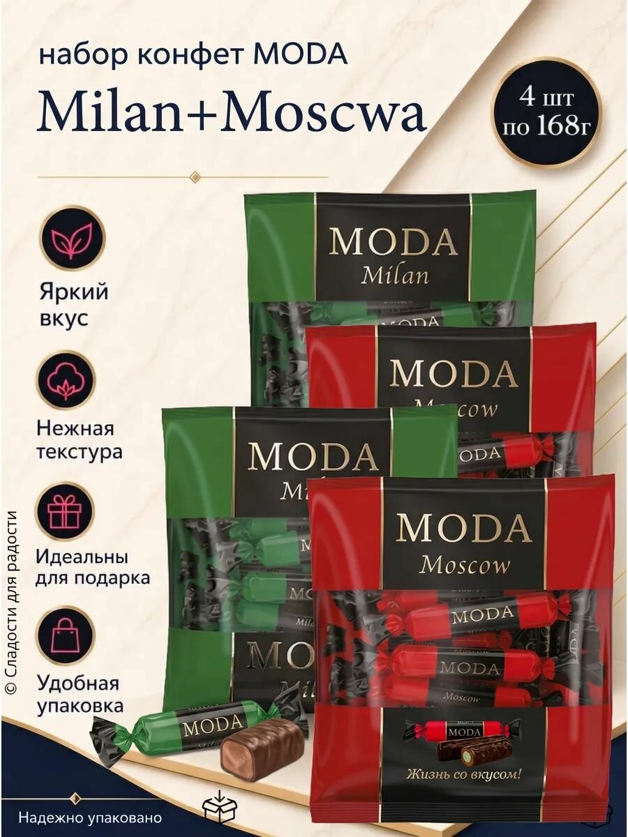 Набор конфет MODA Milan+Moscow 2+2 по 168 грамм