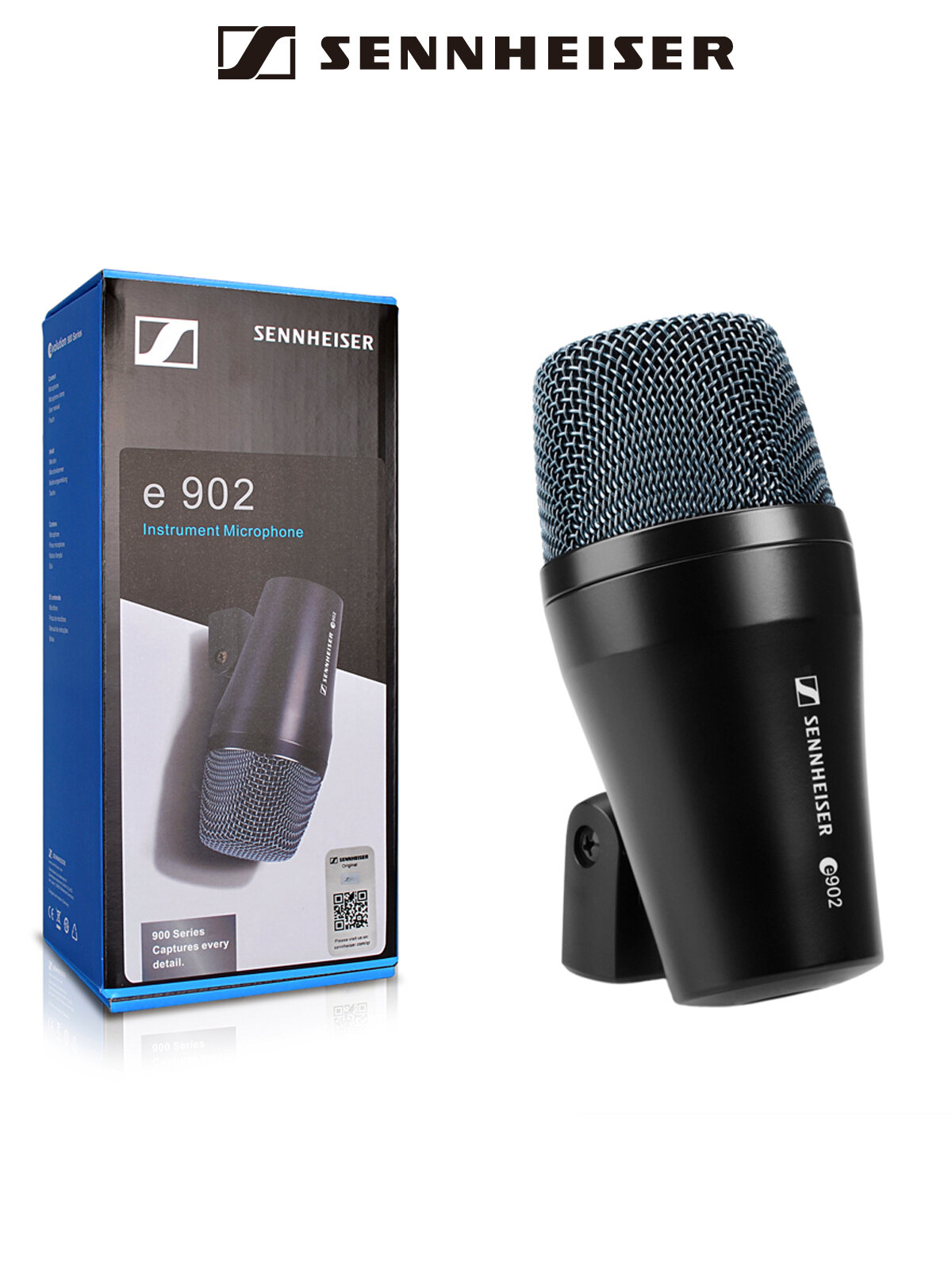 Микрофон для бас-барабана Sennheiser E902, динамический, черный — фото 1