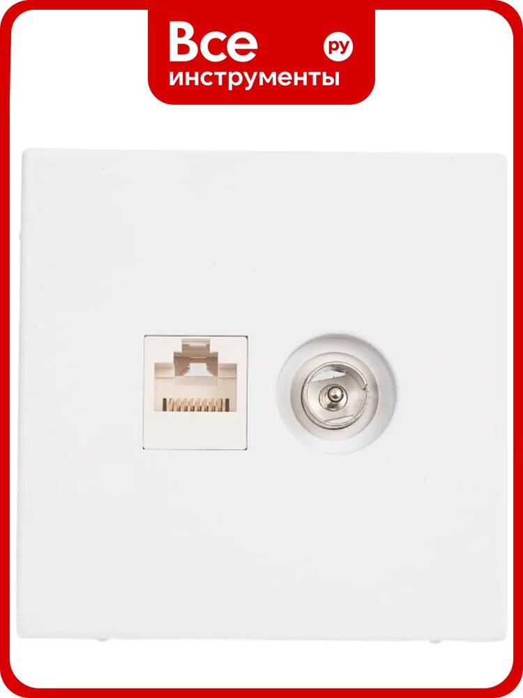 Розетка Systeme Electric ArtGallery Лотос двойная ТВ + компьютерная RJ45, кат. 5Е GAL001389
