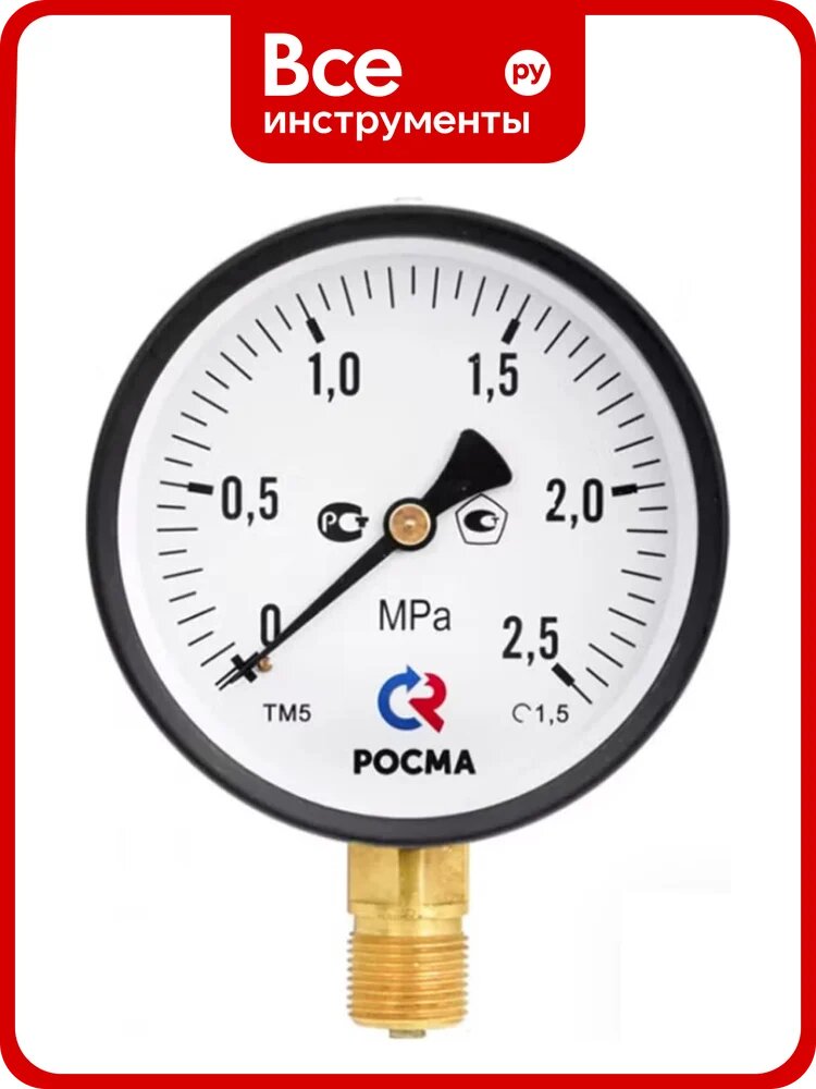 Манометр росма ТМ-510Р.00 радиальный (0-25МПа) G1/2 1.5, ДК100мм D070-04241