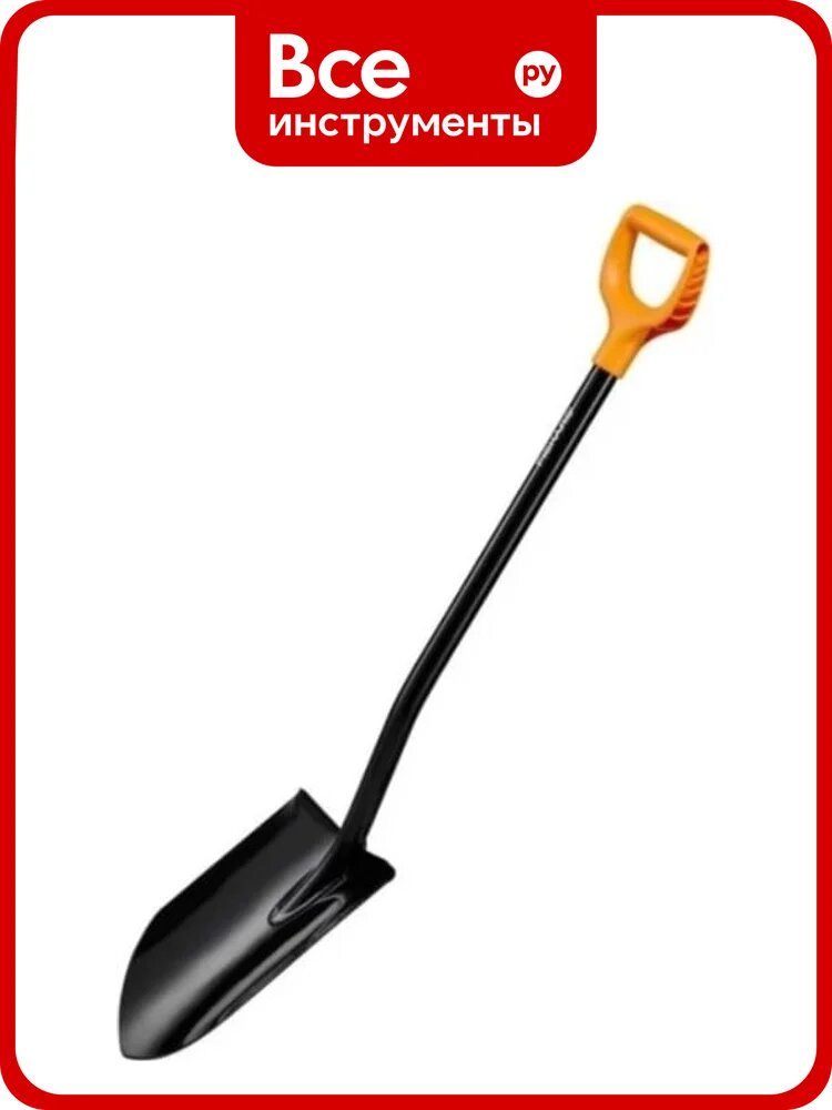 Лопата штыковая Fiskars Ergocomfort 1067516, пластик, стальная рукоять, копальная форма, бытовой класс