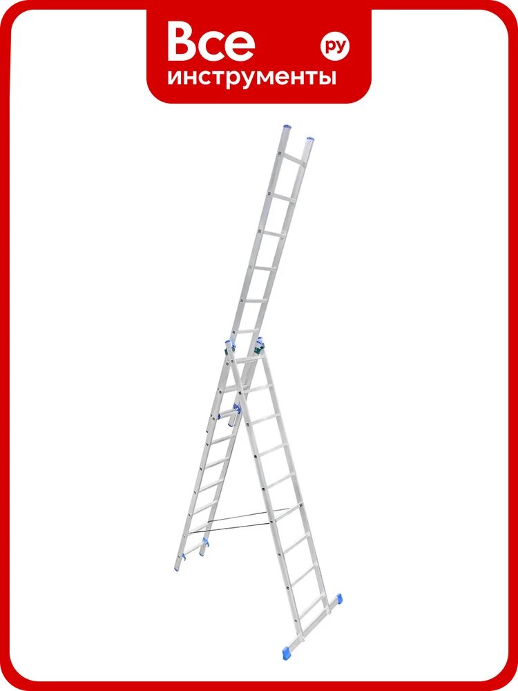 Алюминиевая трехсекционная лестница LadderBel 9 ступеней LS309