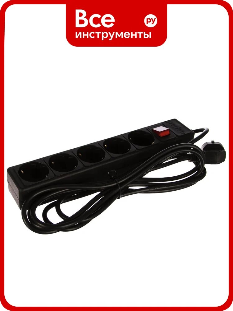 Сетевой фильтр PERFEO POWER+ 3,0м 5 розеток черный 30 012 491