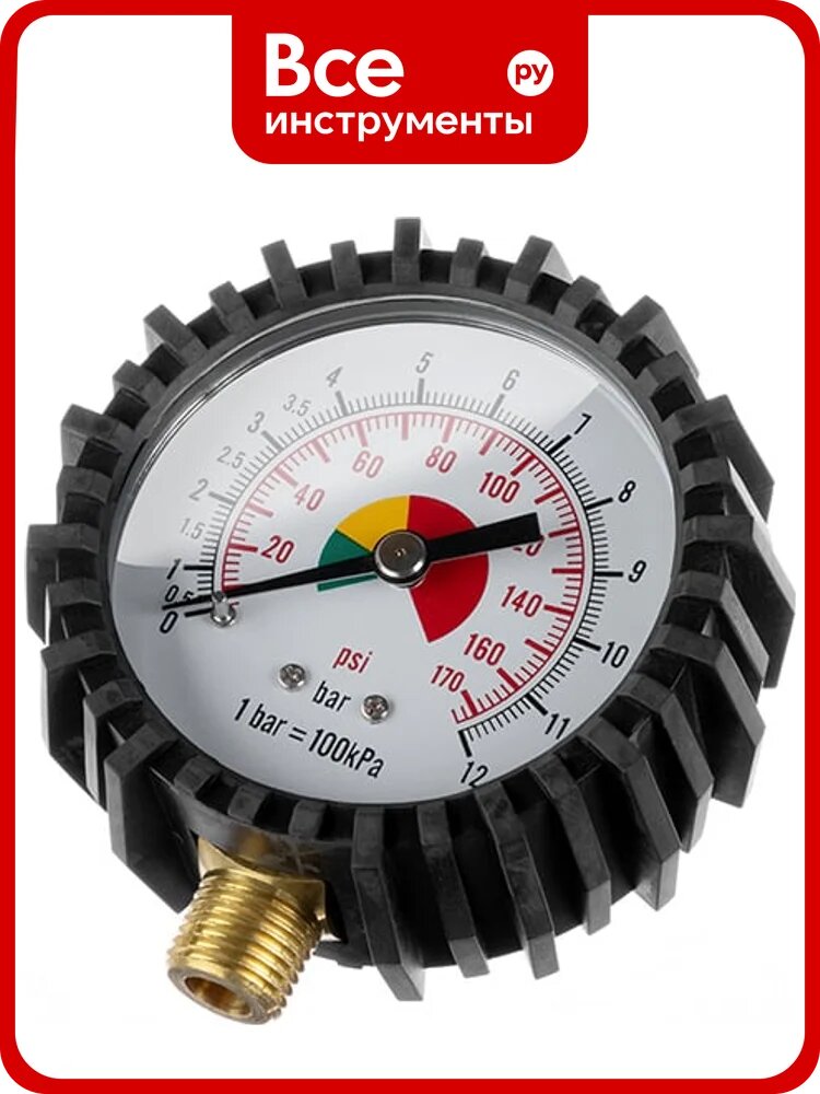 Манометр с резиновым покрытием (63 мм; 1/4) INTERTOOL PT-0502, резиновая, защищенная