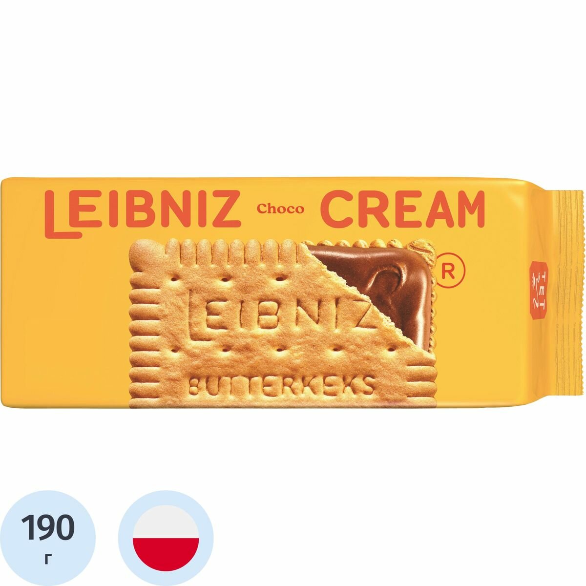 Печенье сэндвич Leibniz Крим Шоко Сливочное с шоколадной начинкой, 190г (2477583), 14 уп.