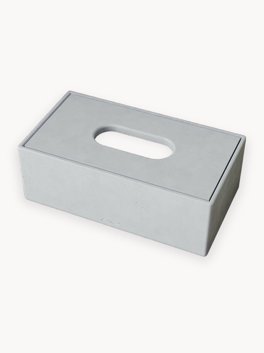 Салфетница интерьерная Helen с крышкой, 24x8.5x13 см, бетон, белая глянцевая