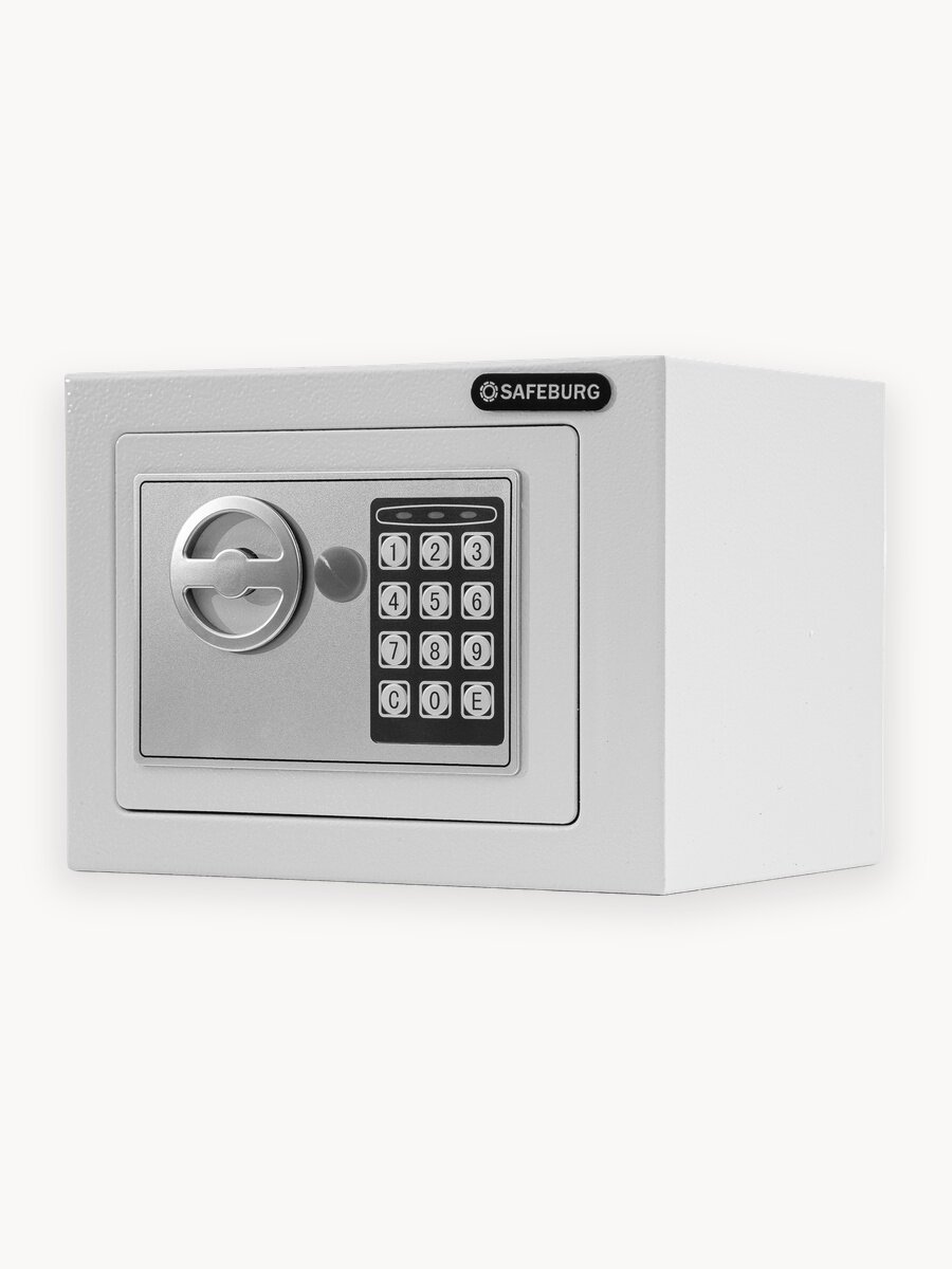 Сейф для денег и документов SAFEBURG SB-170 White, 17х23х17 см, электронный кодовый замок, мини сейф для дома, белый