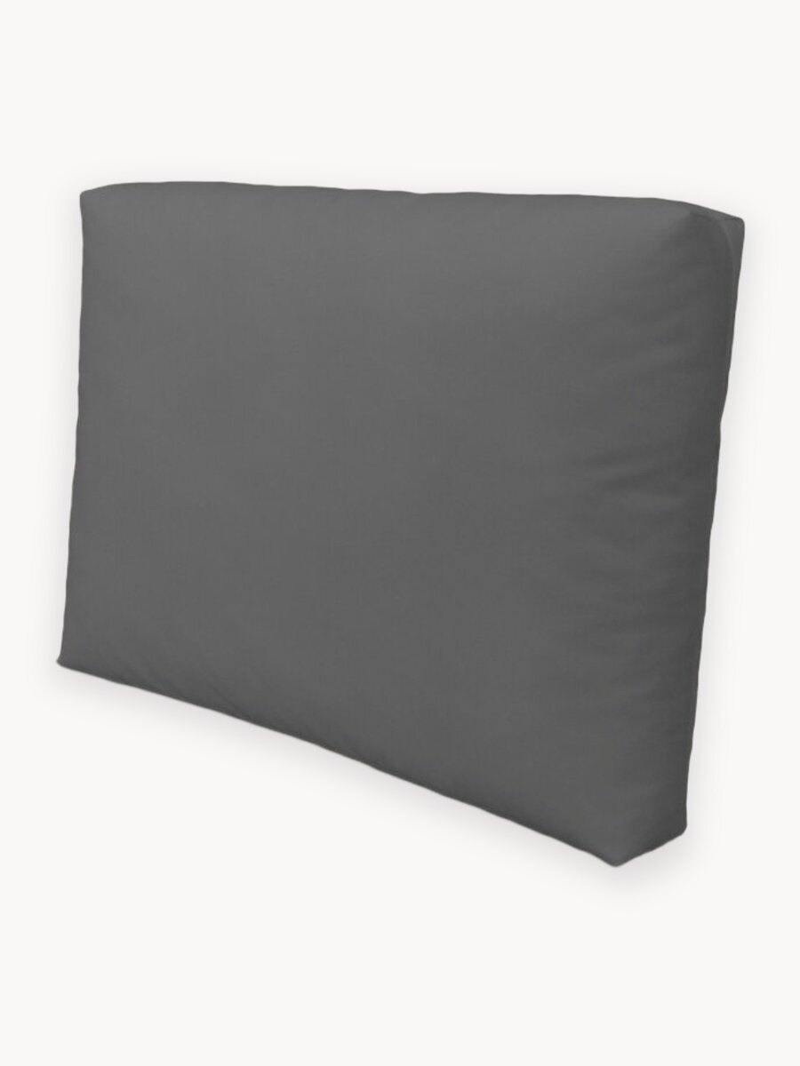Подушка диванная большая для спинки дивана в чехле из серого микро велюра 67х46см