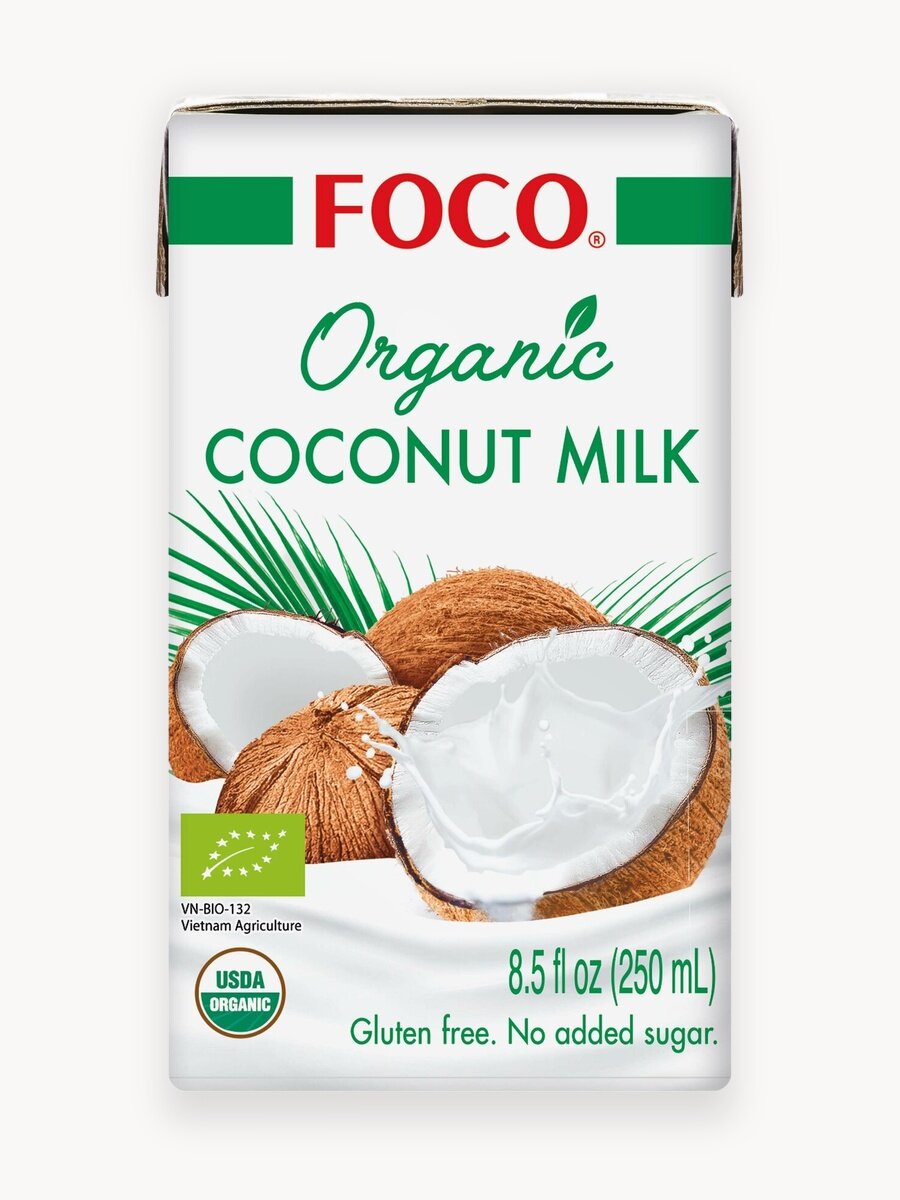 Кокосовое молоко "FOCO" ORGANIC 250 мл, жирность 10-12%