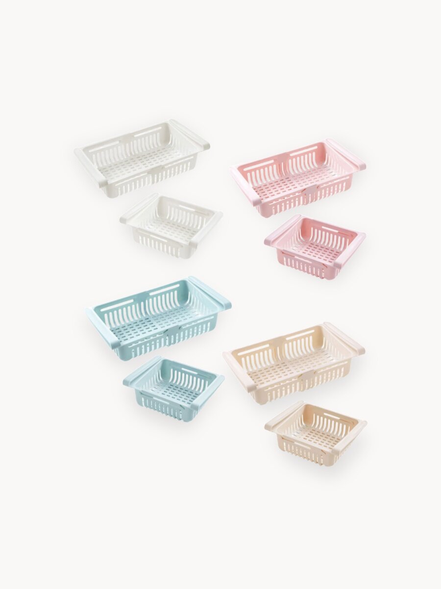 Органайзер /контейнер/ для холодильника, раздвижной, пластиковый, цвет микс, 1 шт.