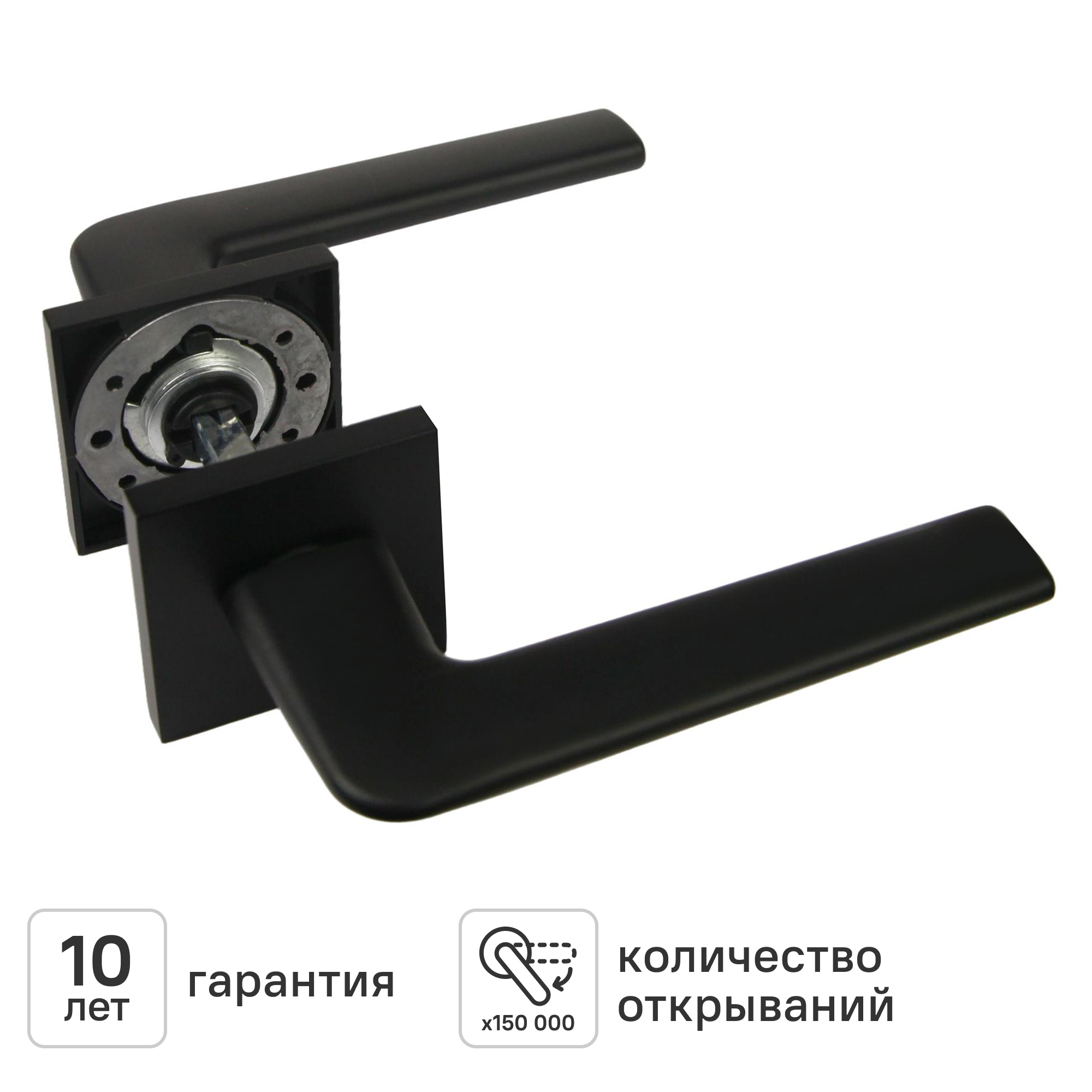 Дверная ручка на розетке KREAFORTA Акация без запирания цвет черный