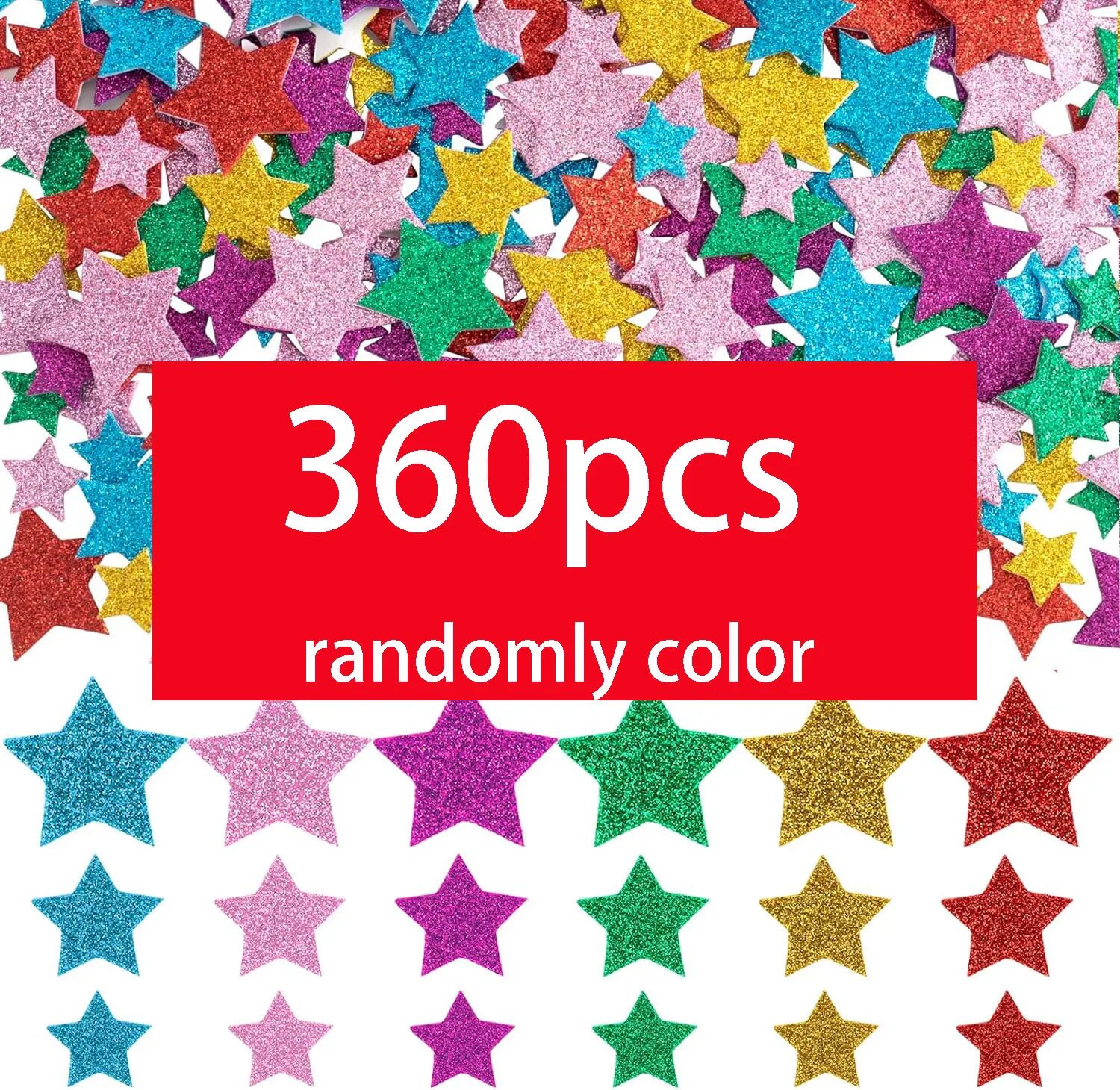 Самоклеящиеся блестящие звездочки для детского творчества 360pcs
