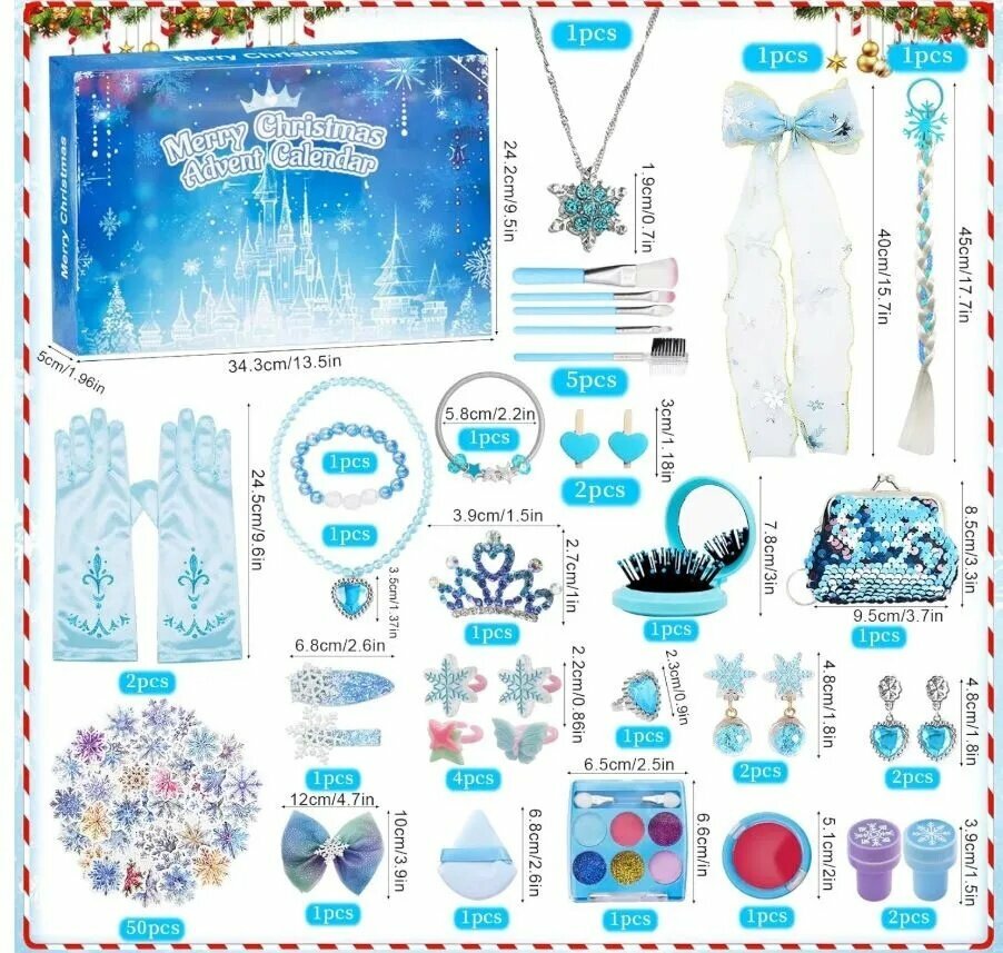Адвент-календарь, Рождественский календарь, Elsa маскарад украшение 24 шт