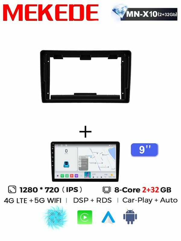 Магнитола 9" Mekede MN X10 Pro 2/32 Gb Nissan Navara D40 2004-2010 F1 carplay