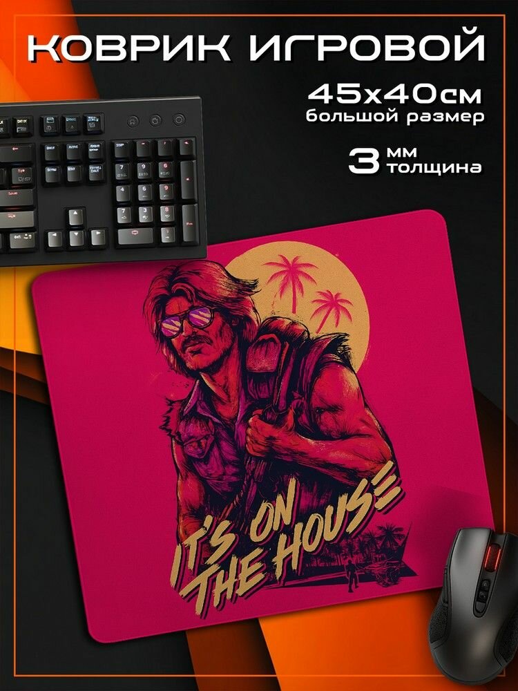 Коврик для мыши 45x40 с принтом Игры Hotline Miami (Хотлайн Майами, Джекет, Ричард, Байкер, PS, Xbox, PC, Switch) - 12511469