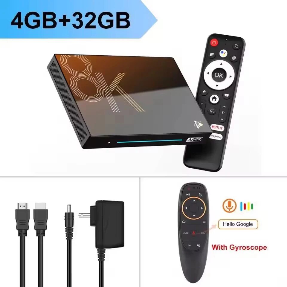 Android TV Box 4G 32G H96 MAX с пультом G10S