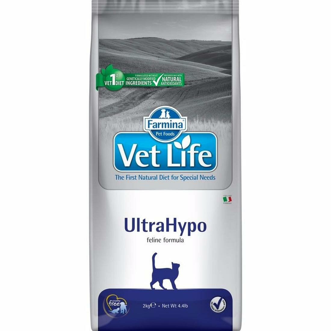 Корм Farmina Vet Life Ultrahypo, для взрослых кошек, с неблагоприятной реакцией на пищу, 2 кг