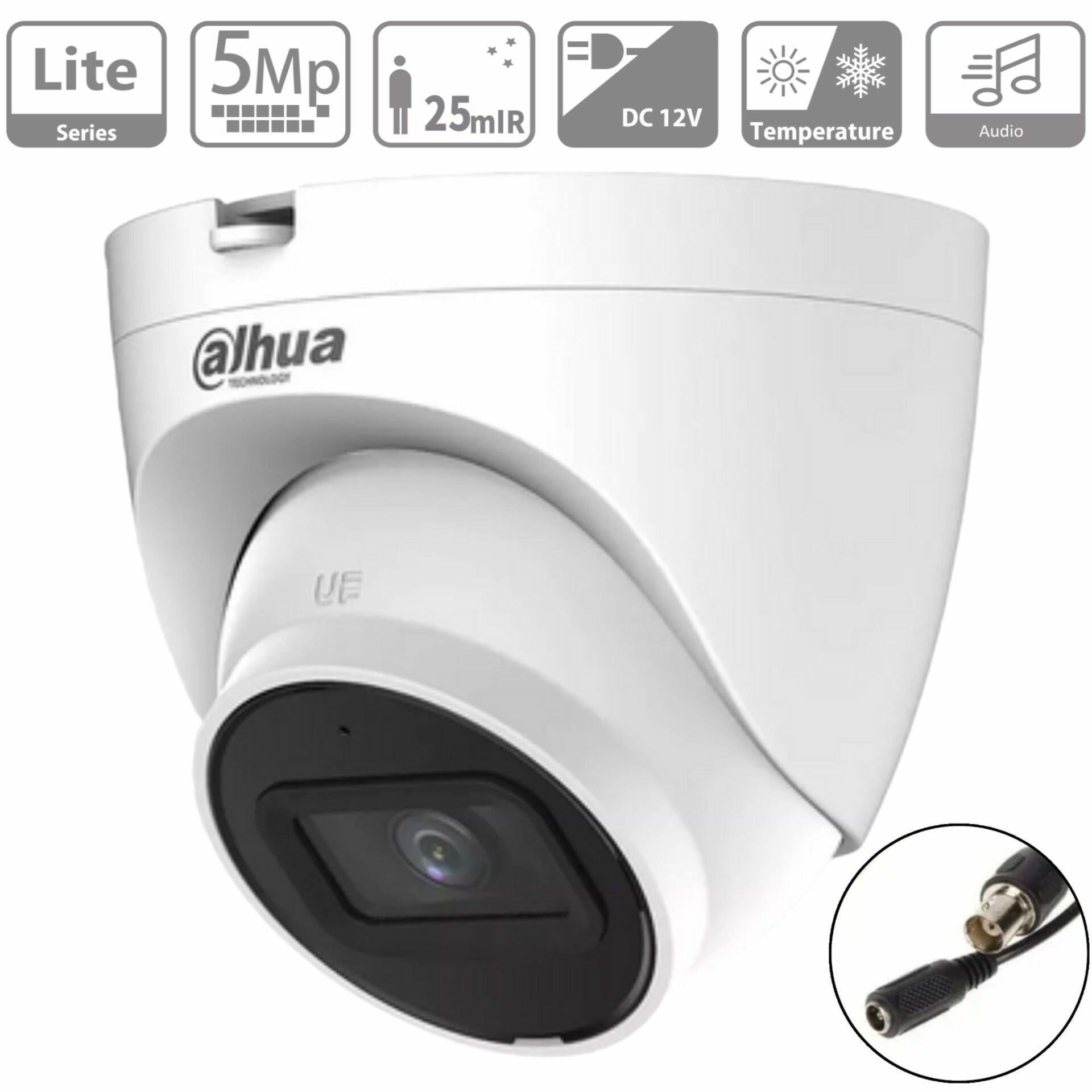 Dahua DH-HAC-HDW1500TRQP-A-0280B 5Мп 2,8 мм - камера видеонаблюдения HDCVI, аналоговая купольная HDCVI-видеокамера с ИК-подсветкой, 2880x1620, CMOS 1/2.7"