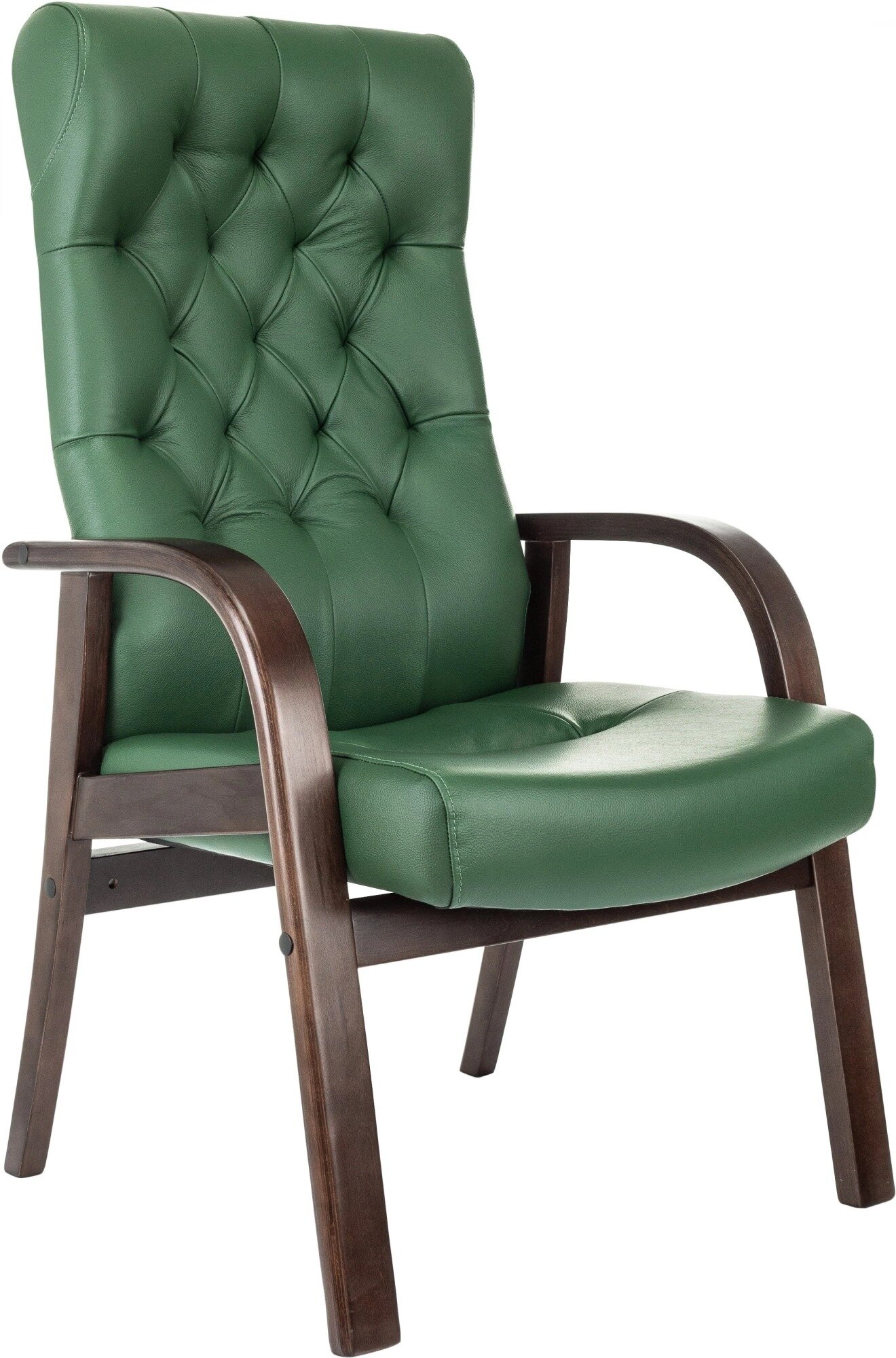 Кресло офисное Бюрократ T-9928WALNUT-CF, зеленый, кожа, на ножках, дерево