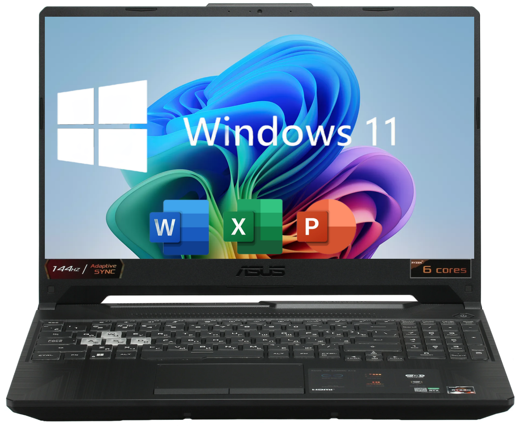 15.6" Игровой ноутбук Asus TUF Gaming A15, AMD Ryzen 5 7535HS (4.5Ггц), RAM 16 ГБ, SSD 512 ГБ, NVIDIA GeForce RTX 3050 (4 Гб), Windows 11 Home + Office 2021 Pro Plus, Русская раскладка