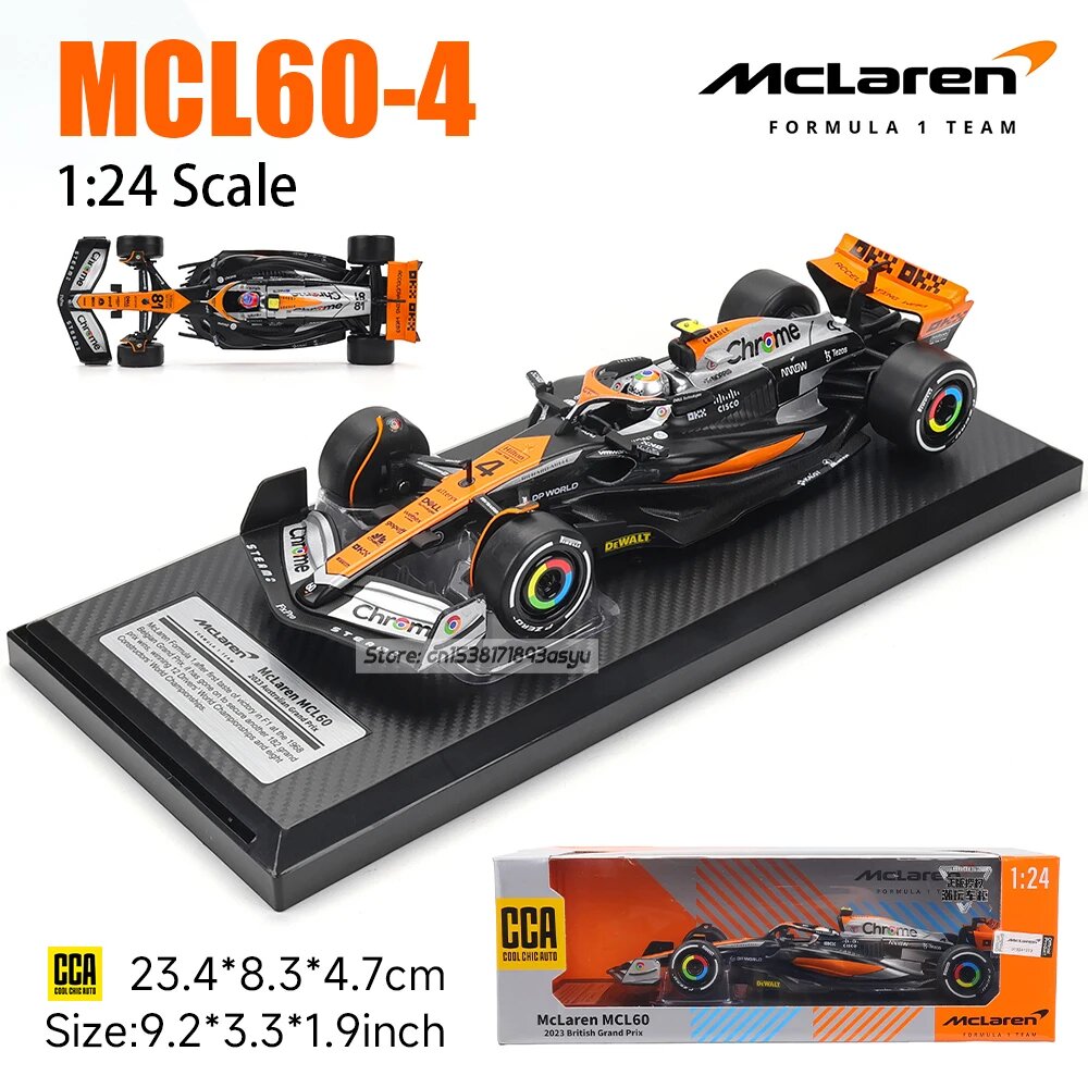 CCA MSZ 1:24 McLaren F1 Team Diamond style 2023, MCL60 4 # Ландо Норрис 81 # Коллекция игрушек из сплава автомобиля Oscar.
