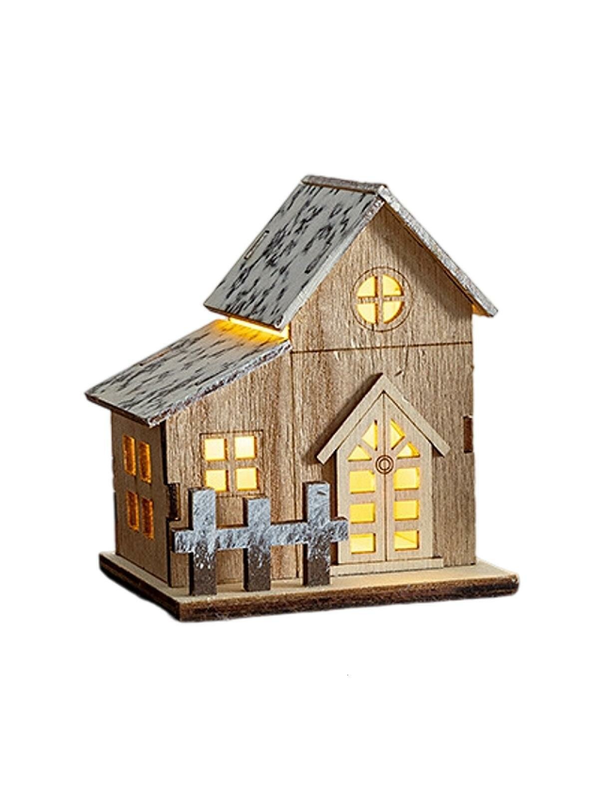 Рождественский деревянный коттедж, украшение столешницы рождественского коттеджа со светодиодной подсветкой создают праздничную атмосферу