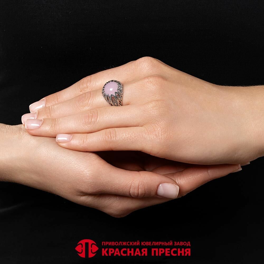 Кольцо Красная Пресня, серебро, 925 проба, оксидирование, размер 19.5, серебристый — фото 1