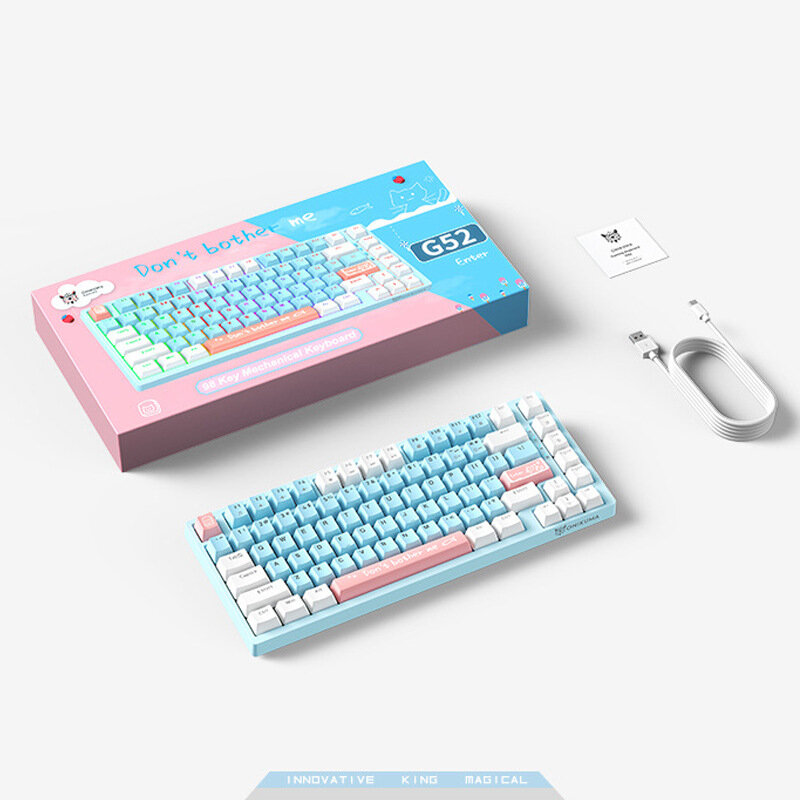 ONIKUMA G38 Проводная механическая игровая клавиатура 82-клавишная с RGB-подсветкой, розовая для женщин, компактная