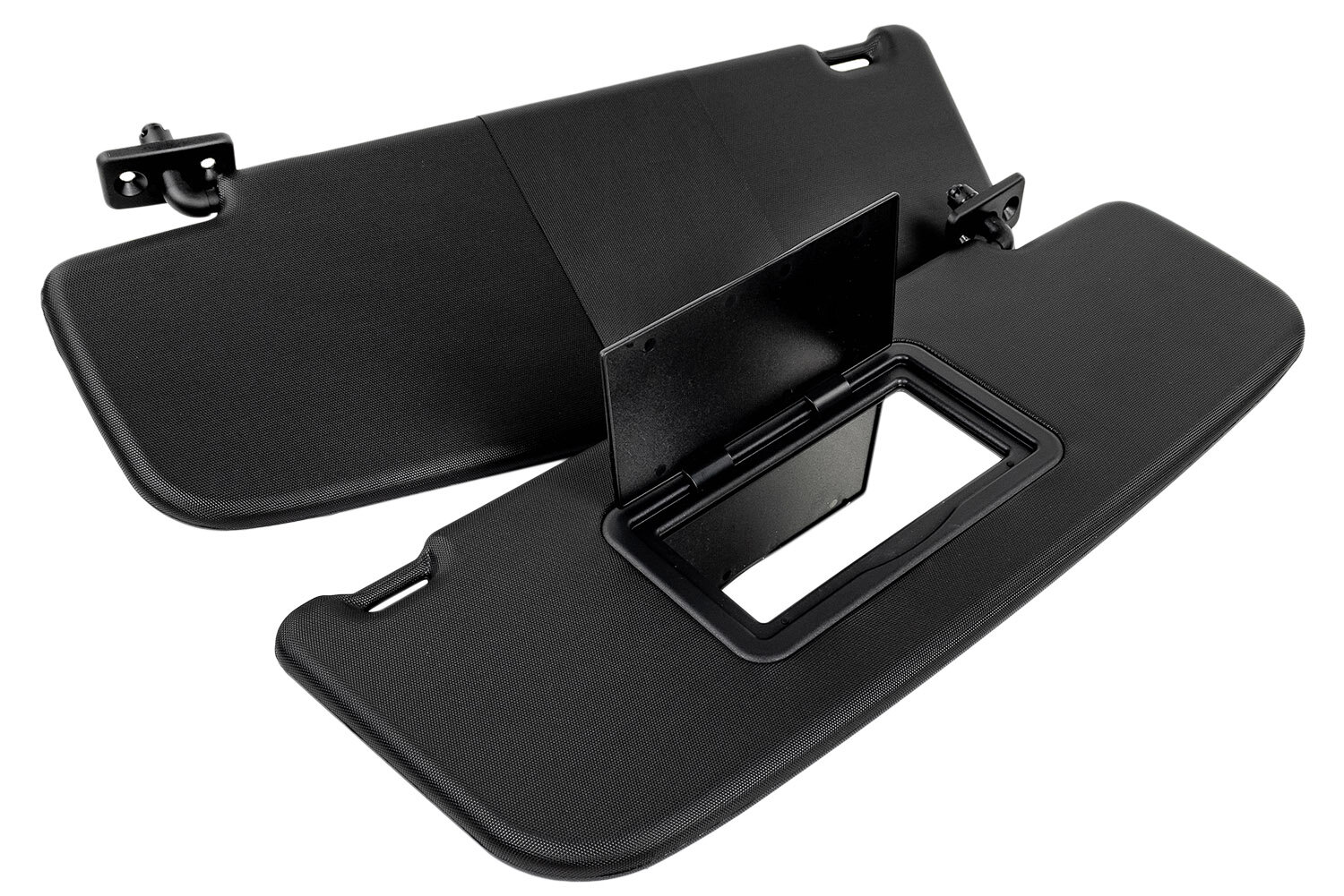 Черные противосолнечные козырьки с открывающимся зеркалом для Лада Калина, Калина 2, Гранта, Гранта FL, Датсун