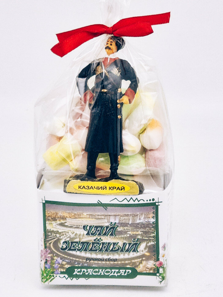 Чай зеленый ручной сбор 40гр + парварда 50гр Краснодар с магнитом Казак