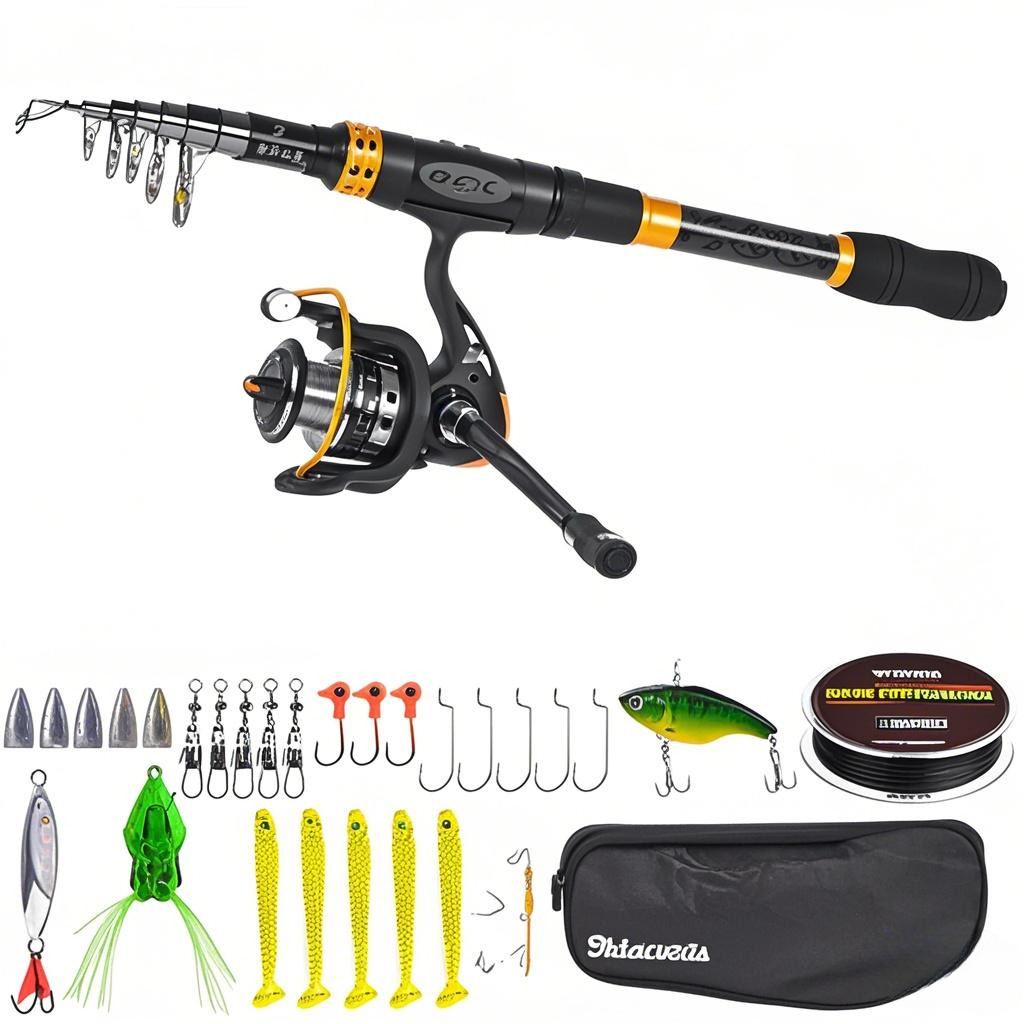 Комплект удилища и катушки для рыбалки из углеродного волокна, телескопическое удилище с катушкой, приманки, jig-крючки, сумка для рыбацких принадлежностей, модели 180/210/240/270/300, вес удилища 144г-250г, катушка металлическая, 3 подшипника,