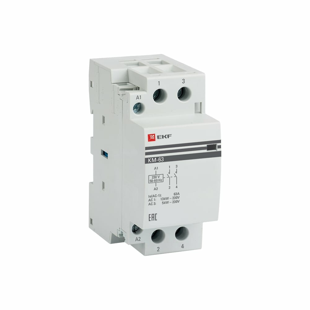 Модульный двухполюсный контактор EKF 63А km-2-63-20