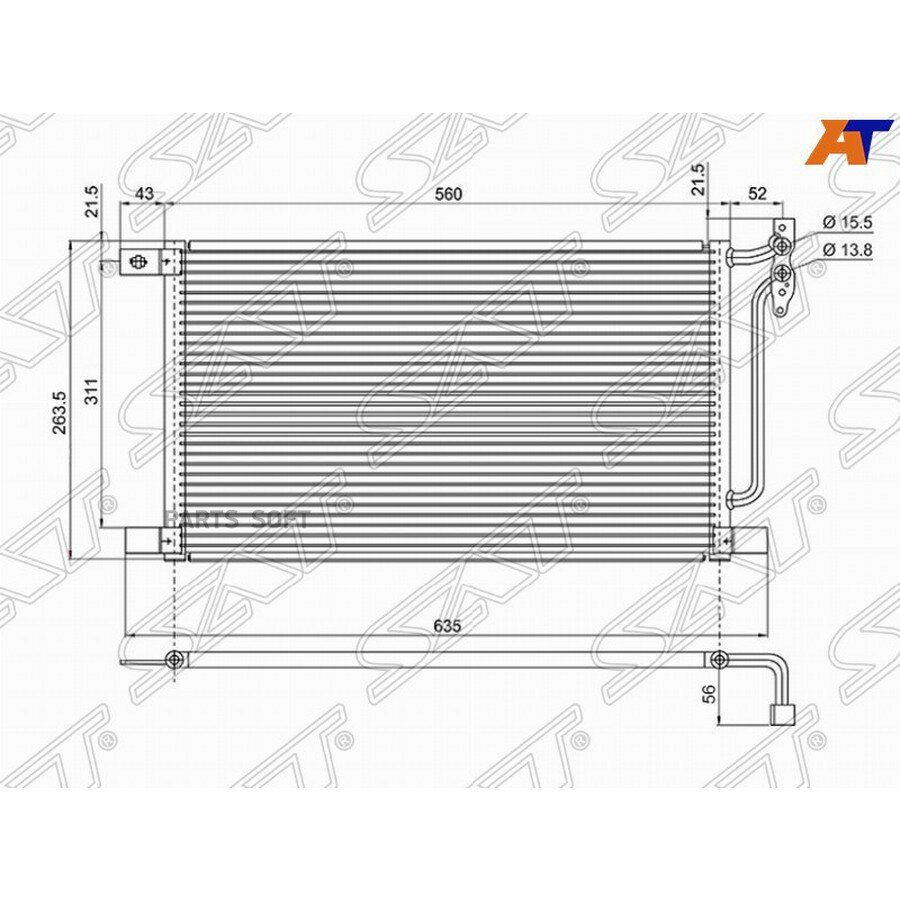 Радиатор кондиционера BMW 3-Series 98-06 / X1 09-15 от официального дистрибьютора, SAT, артикул STBW463940