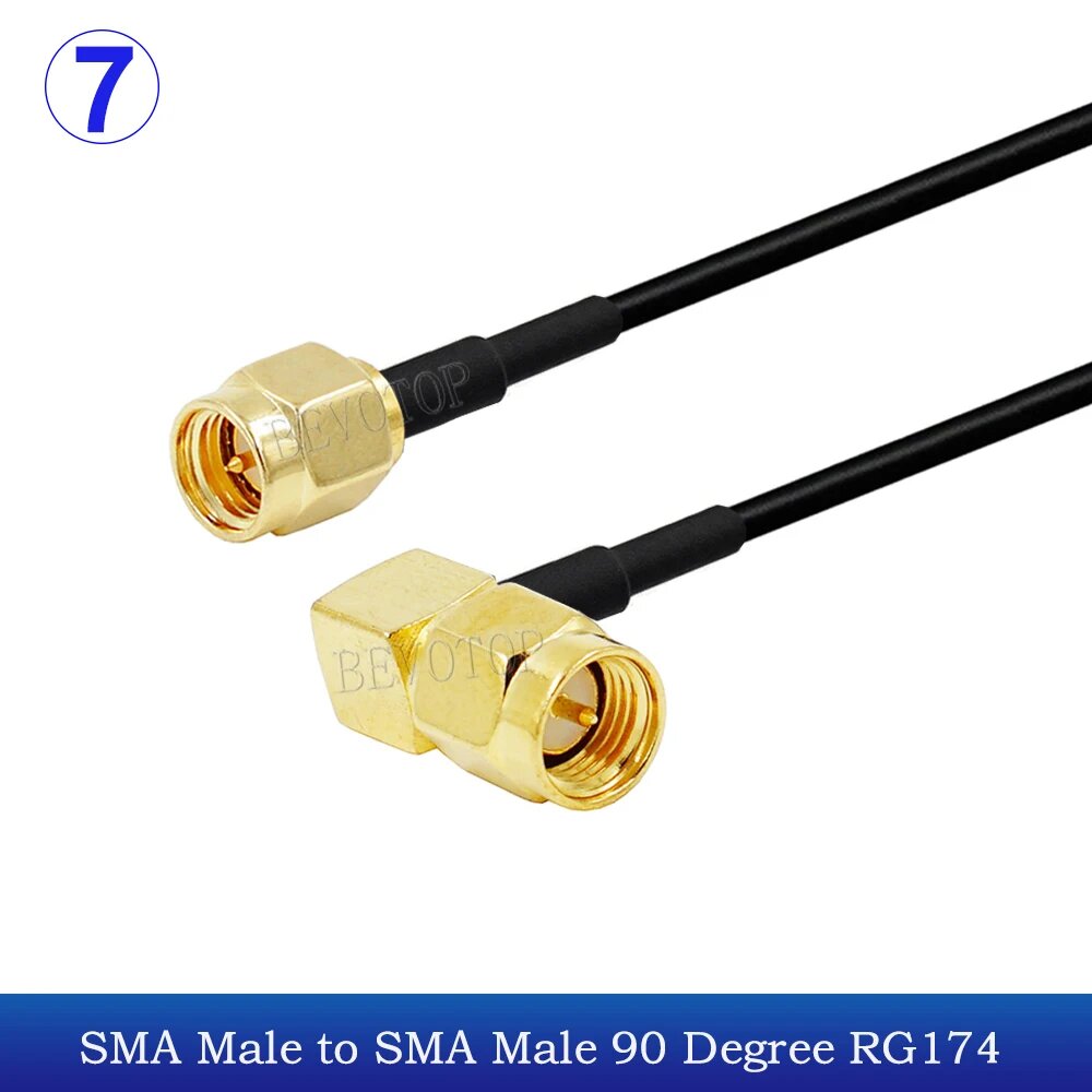 RG174 SMA Male to SMA Male 90 Degree 5CM
