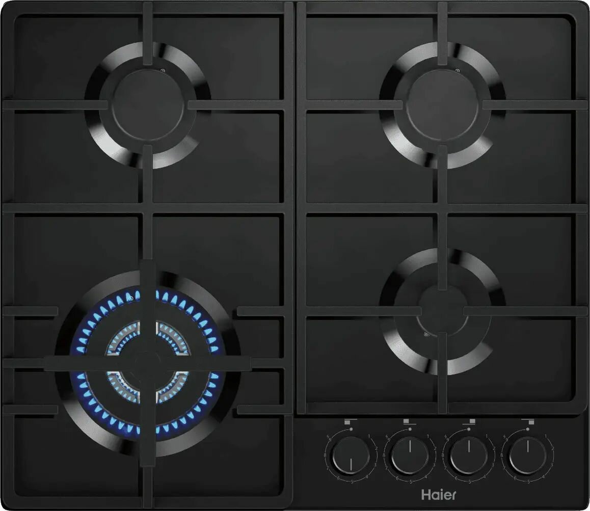 Варочная панель Haier HHQ-G64CTPB, газовая, 4-конфорочная, черный цвет