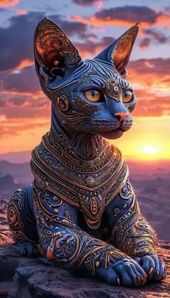 Алмазная Мозаика "сфинкс, Кот" 40x50 См Алмазная Вышивка / Картина Стразами Подарков / Украшения