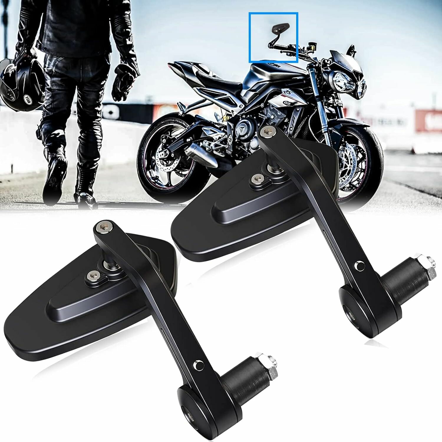 Зеркала универсальные в торец руля 22mm