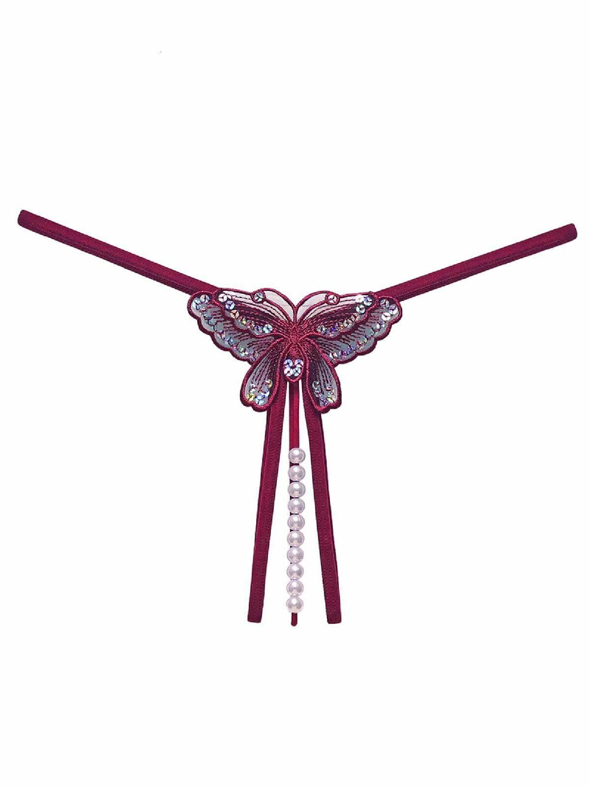 Сексуальные прозрачные сетчатые стринги с низкой талией для массажа открытым файлом, 1 штука-винно-красный
