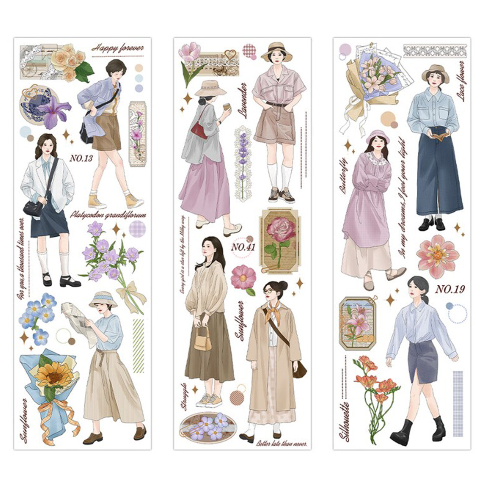 6 листов Наклейки с рисунком девушки, милые, для скрапбукинга для девочек, декоративные, для ведения журнала, фотоальбома, открыток