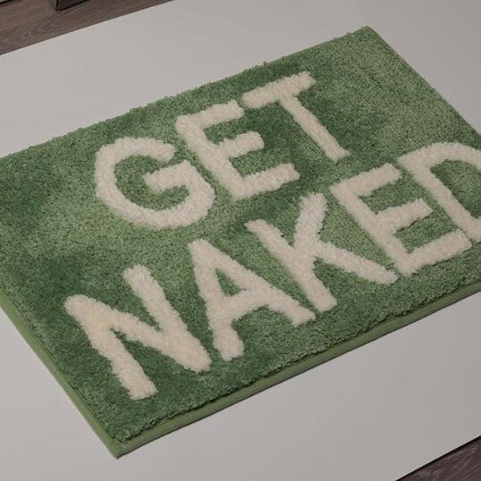 Коврик для ванной "GET NAKED", противоскользящий, мягкий, впитывающий, белый