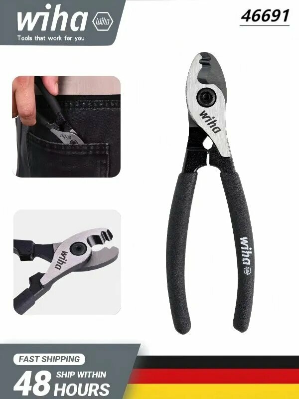 Wiha 46691 Black Forest: Кусачки с двумя отверстиями, 160 мм, с противоскользящим покрытием