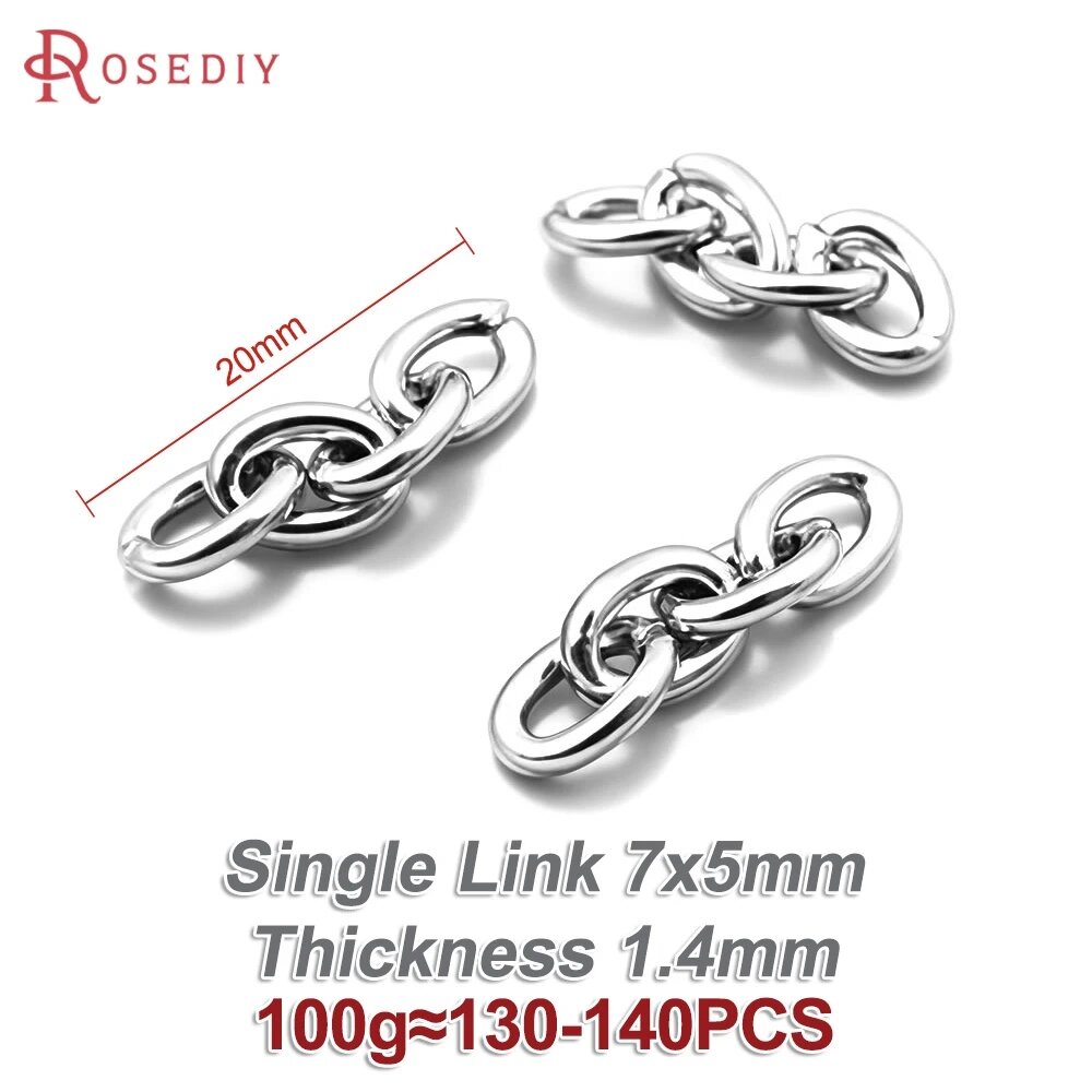 Цепи для бижутерии Rosediy, железные, цвет нержавеющей стали, 4.5 мм, 6 мм, 7 мм 27857-Steel color