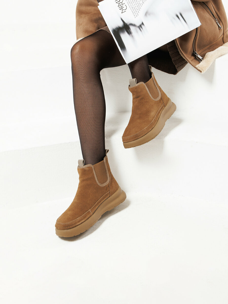 Ботинки челси натуральный велюр зимние 2025-2026