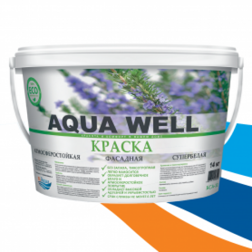 Краска фасадная атмосферостойкая супербелая 7.0КГ ведро БС аква