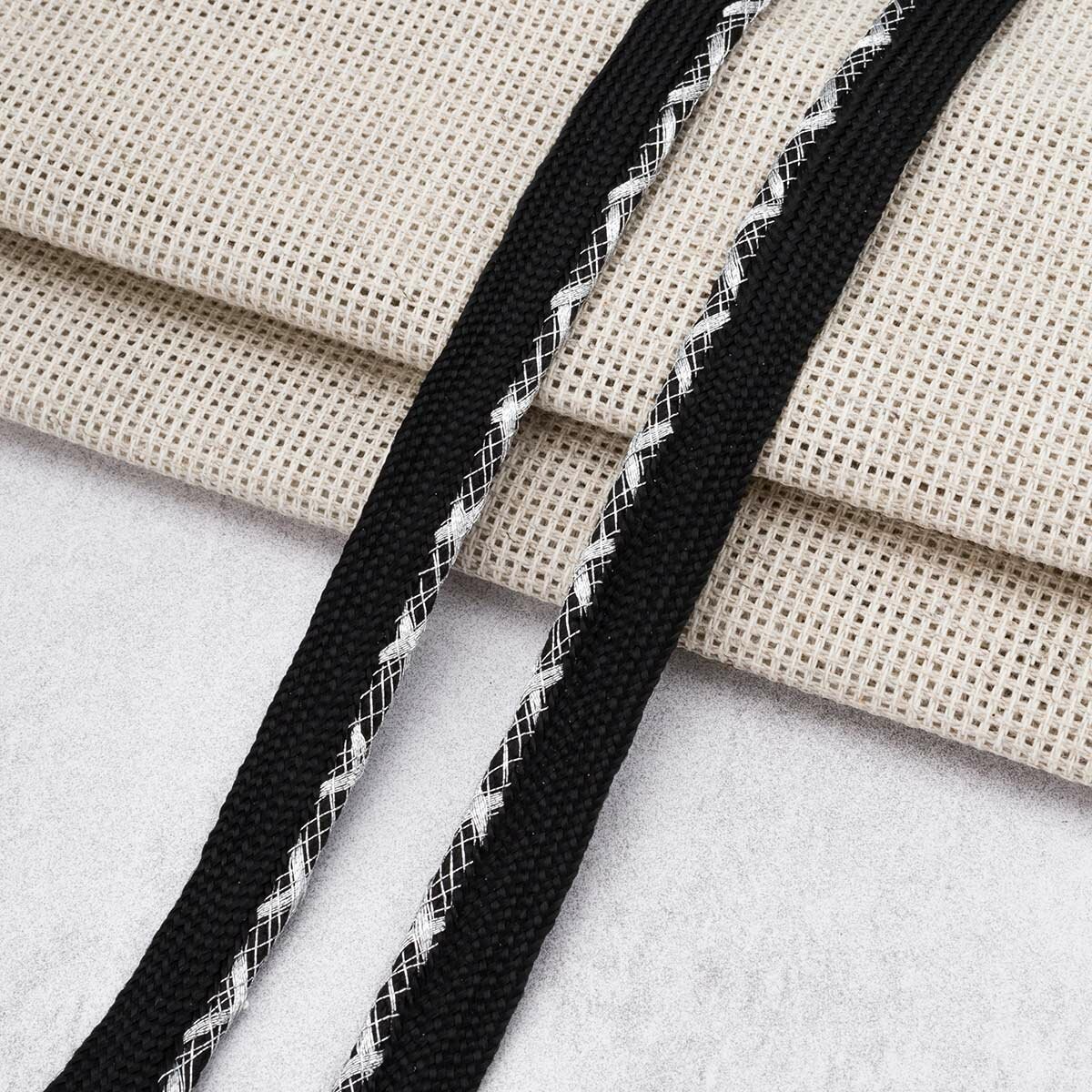 Кант декоративный с люрексом для шитья и рукоделия, 1.1 см * 27,43 м, цвет черный/серебристый